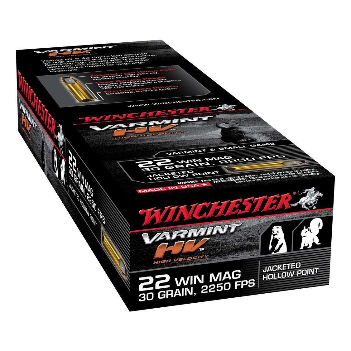 Winchester Supreme Varmint HV .22 WMR 30 Grain JHP Rimfire Ammo | Mack ...